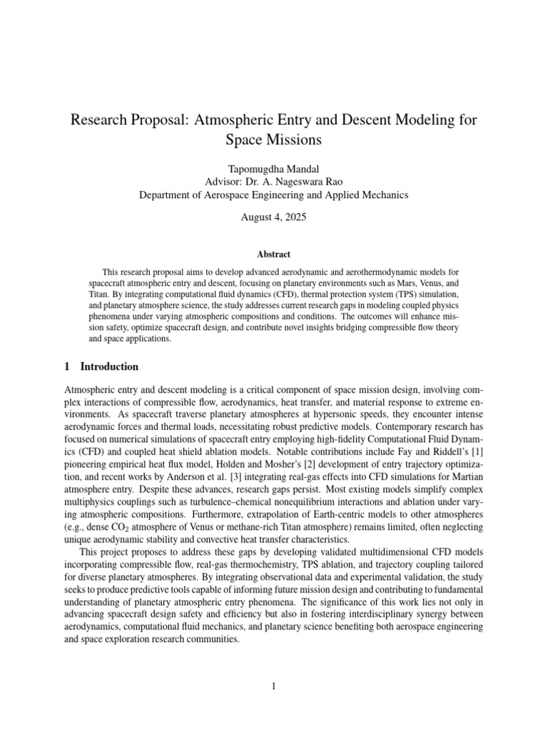 Advanced Modeling for Planetary Entry | PDF | Atmospheric Entry ...