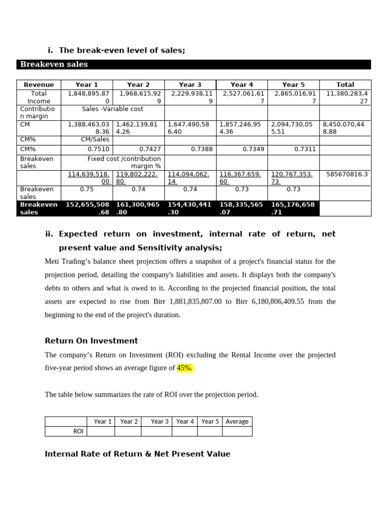 ROI IRR NPV Sensitivity Analysis-Touched Miki | PDF | Net Present Value ...