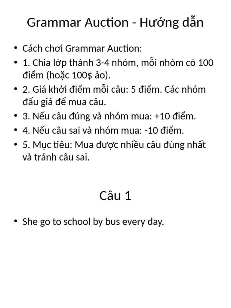 Grammar Auction Specific Topics | PDF