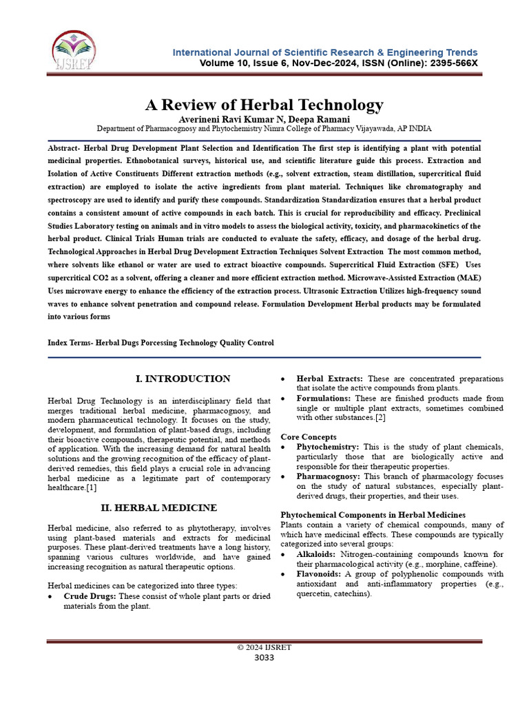 IJSRET V10 Issue6 618 1 | PDF | Pharmacognosy | Pharmacology