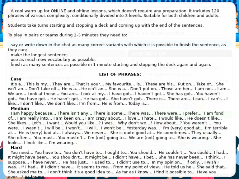 Engaging Sentence Completion Game | PDF