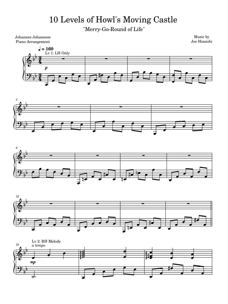 Howl's Moving Castle Piano Notes | PDF | Musical Compositions | Music ...