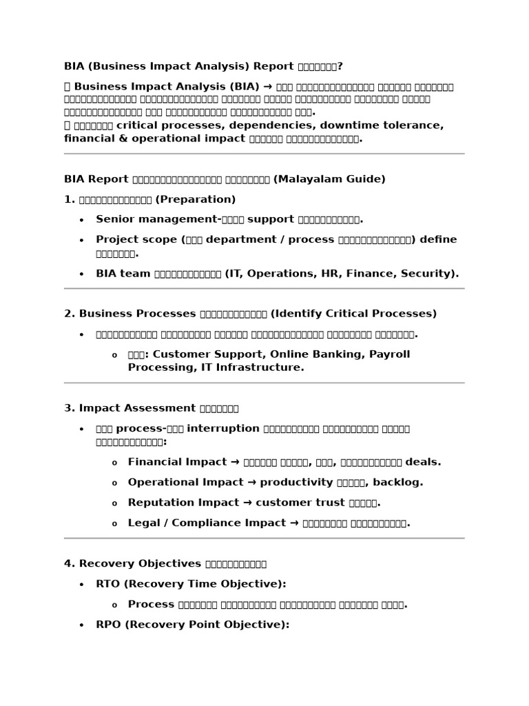 BIA Report in Malayala | PDF