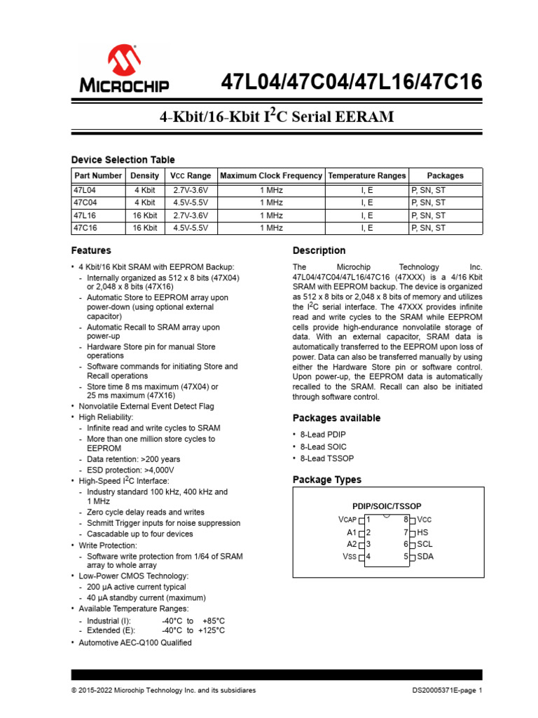 Automotive Serial EERAM Memory Overview | PDF | Bit | Computer Data