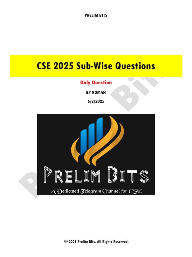 CSE 2025 Sub-Wise Question Bank | PDF | Temperate Climate | Cement