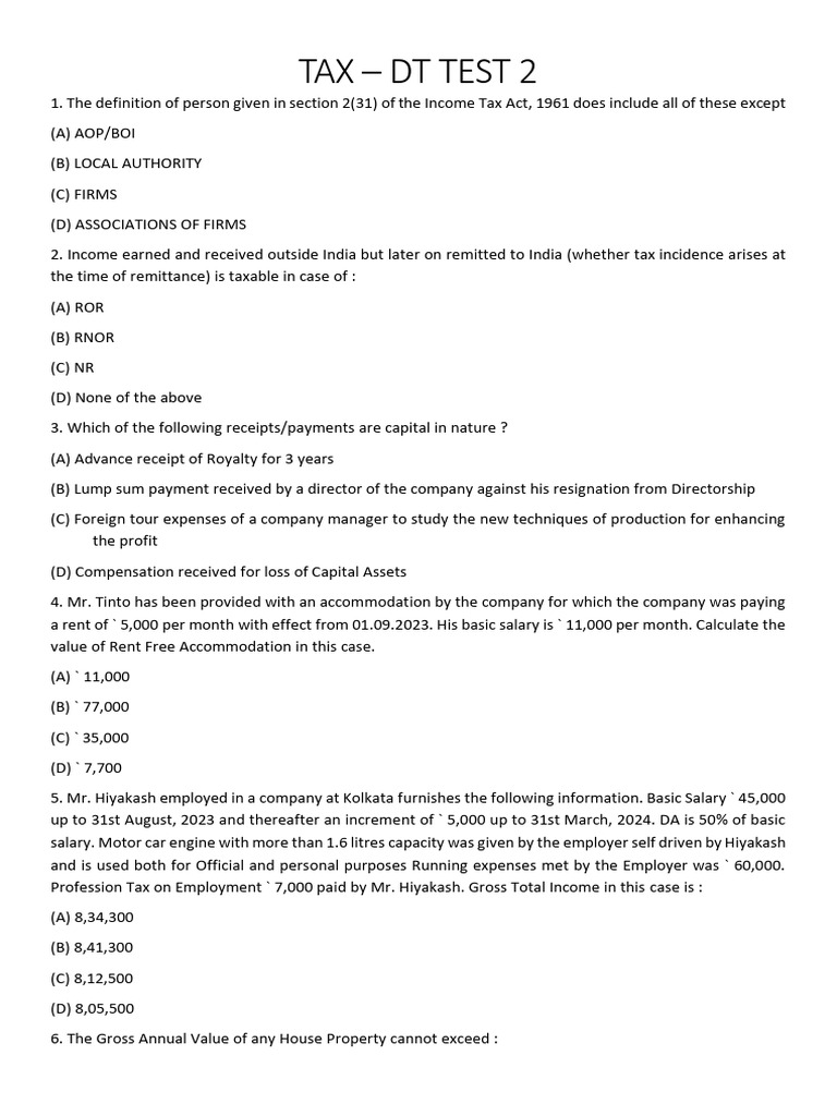 Salary, HP, RS, Ifos, CG QN | PDF | Taxes | Income Tax