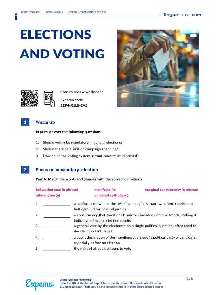 Legal English: Elections & Voting Terms | PDF | Voting | Elections
