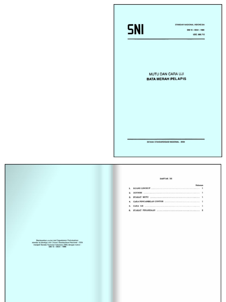 SNI 15-0554-1989 Mutu Dan Cara Uji Bata Merah Pelapis | PDF