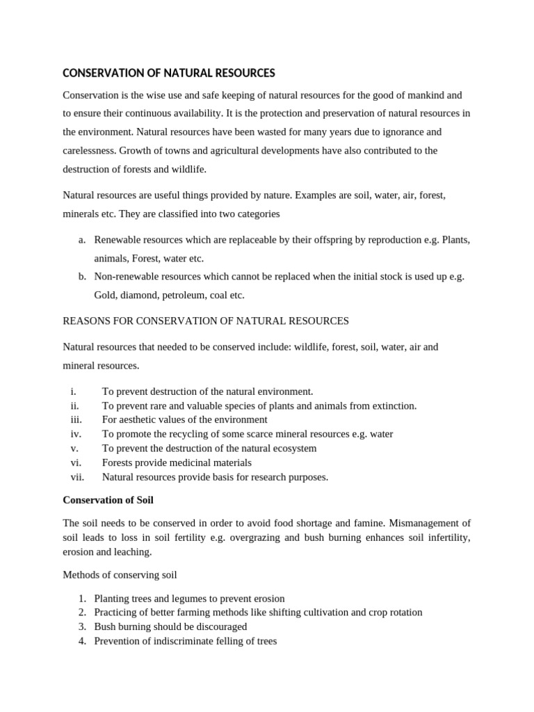 Conservation of Natural Resources | PDF | Reproductive System | Sexual ...