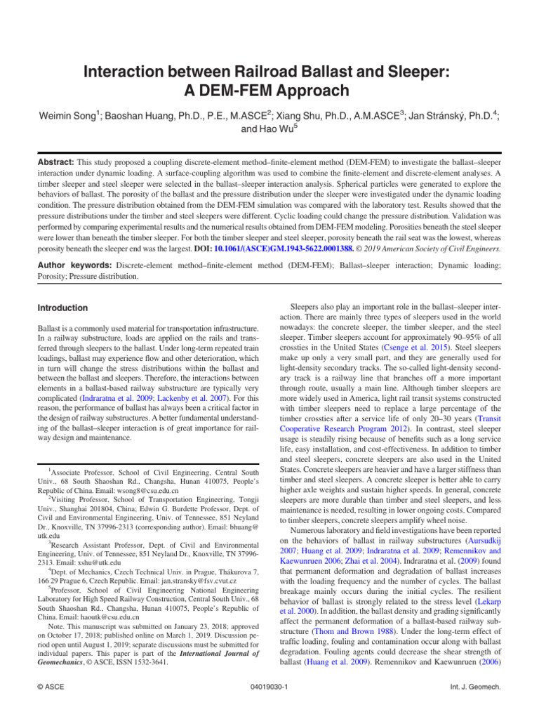 Ballast-Sleeper Interaction Analysis | PDF | Mechanical Engineering ...