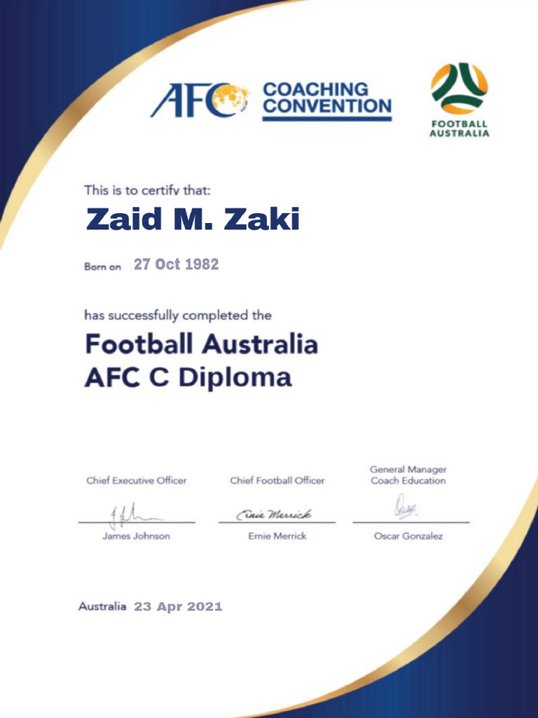 Afc Certificate | PDF