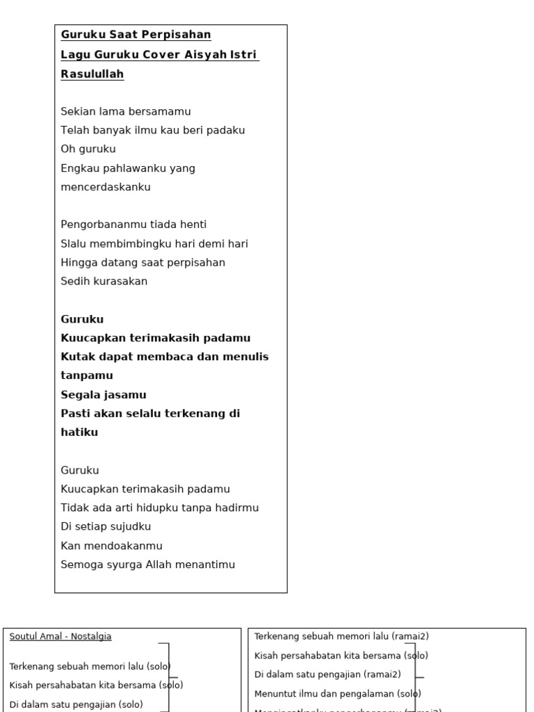 Lirik Lagu Guruku Versi Aisyah | PDF