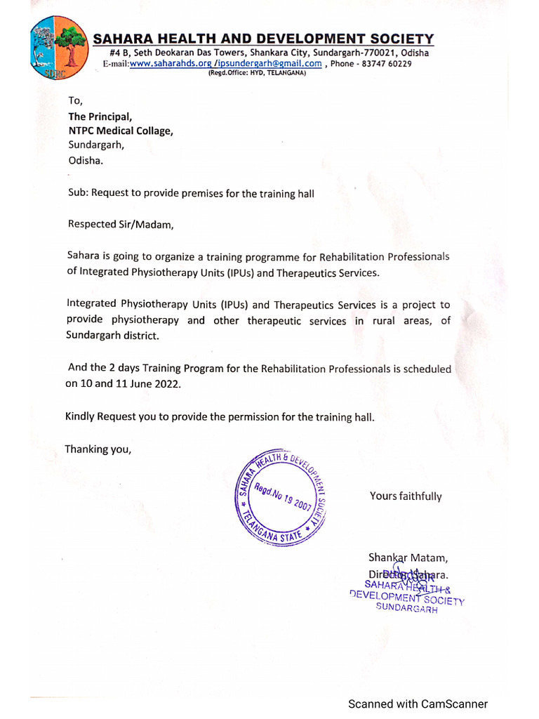 Latter For Training Hall | PDF