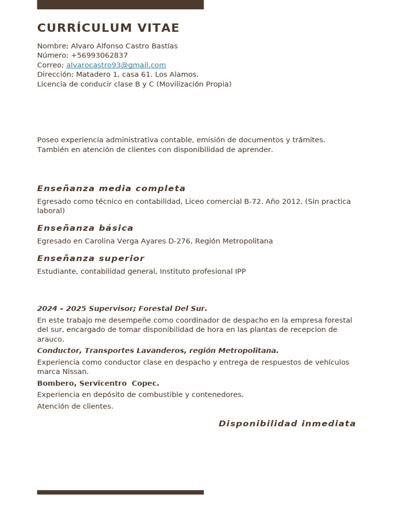 CV Alvaro Alfonso Castro BastÃ_as | PDF