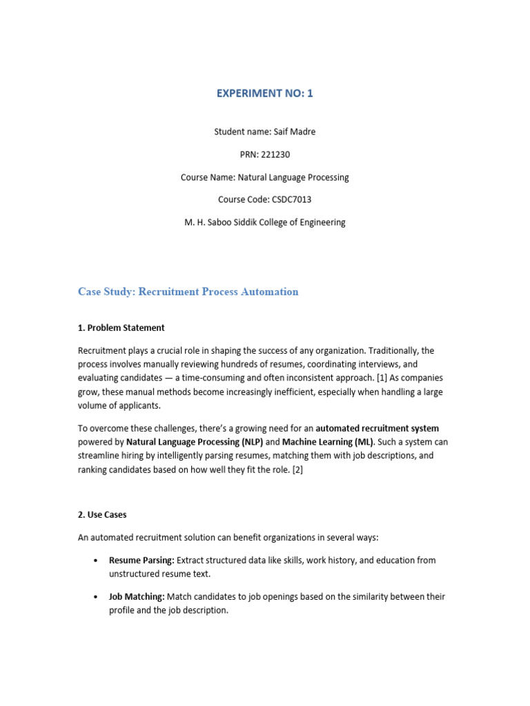 Case Study Recruitment Process Automation Cited | PDF | Résumé ...