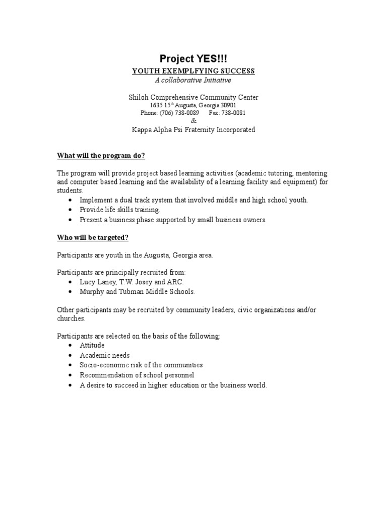 Project YES: Youth Success Initiative | PDF | Psychotherapy | Behavior ...