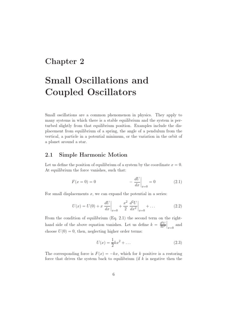 Small Oscillations and Damped Motion | PDF | Oscillation | Damping
