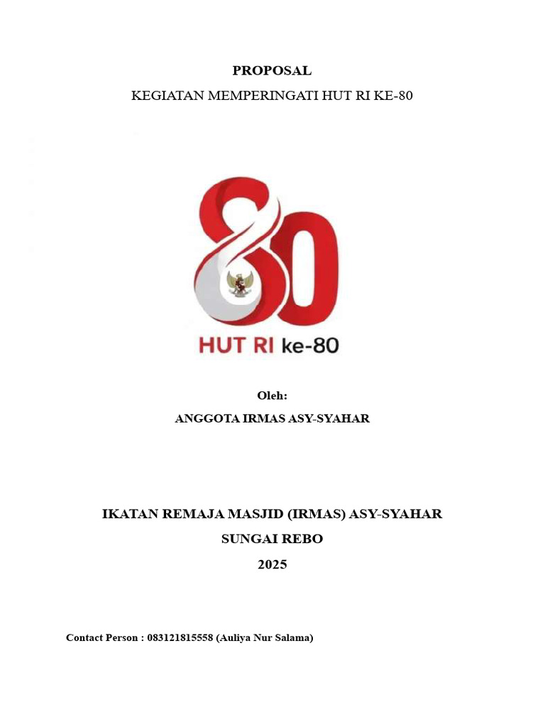 Proposal Hut Ri 80 Irmas. | PDF