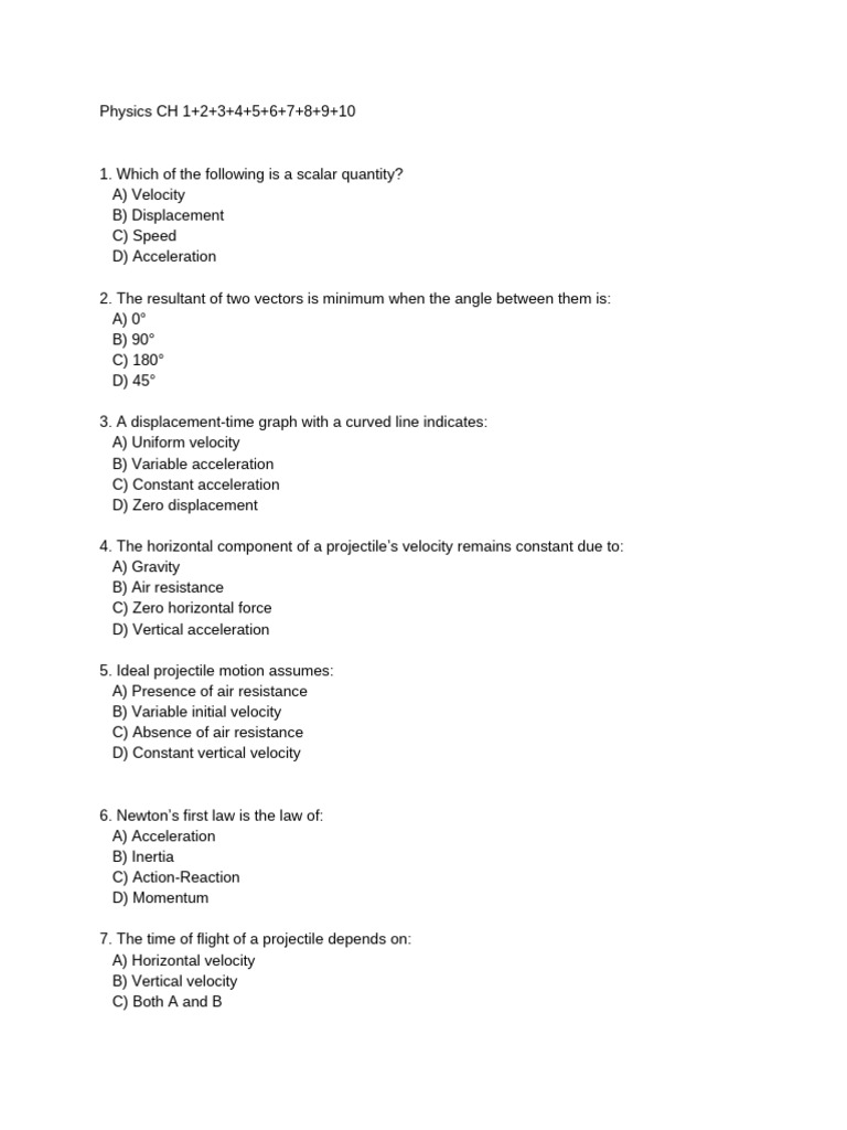 Physics Concepts and Problems Overview | PDF | Acceleration | Force