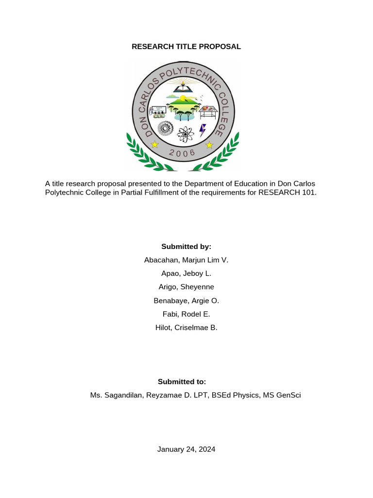 Research Title Proposal | PDF