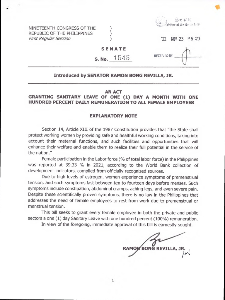 First Regular Session: Senate | PDF | Menstruation | Government