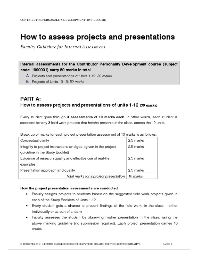 Guide Project Assessments | PDF | Résumé | Field Research