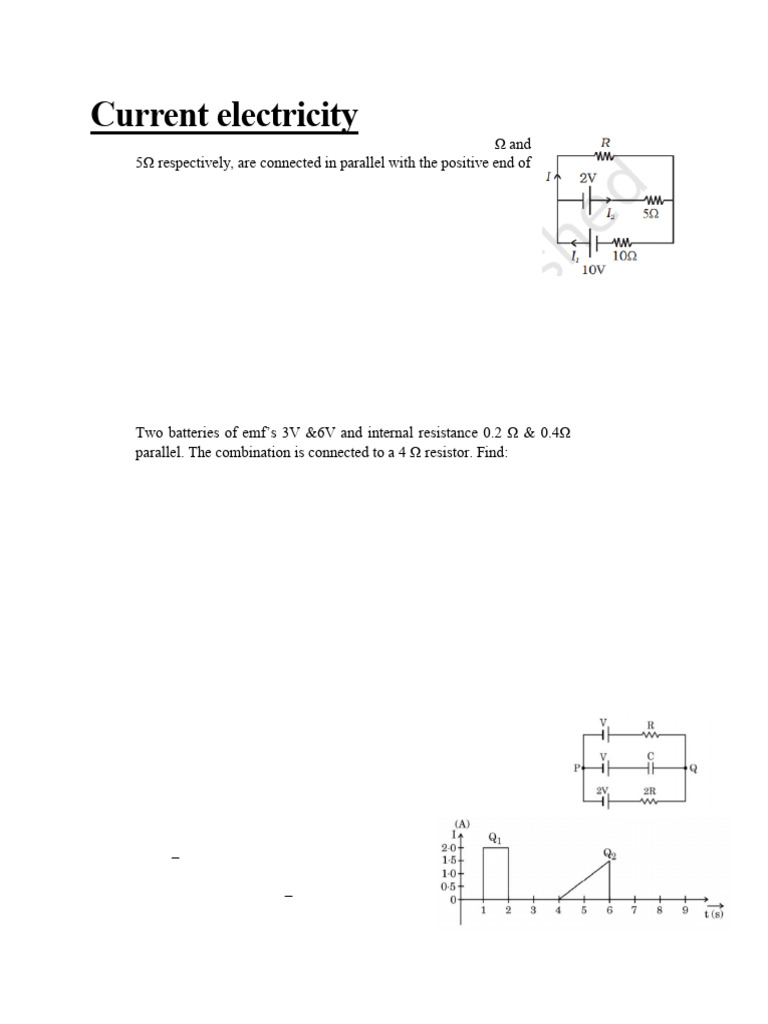 Current Electricity Problems and Solutions | PDF | Voltage | Electric ...