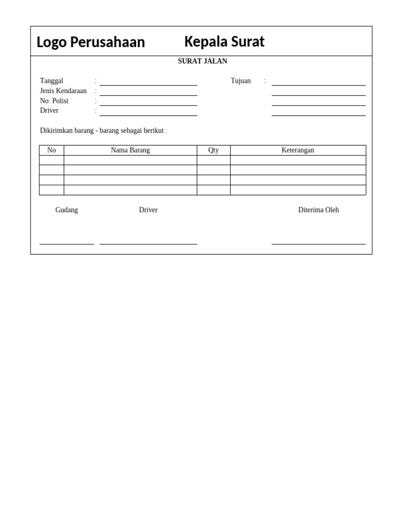 Template Surat Jalan Excel | PDF