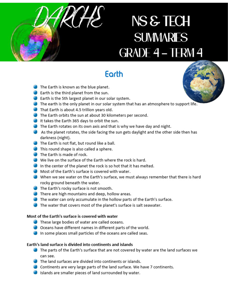 Earth Features for Grade 4 Science | PDF | Earth | Sun
