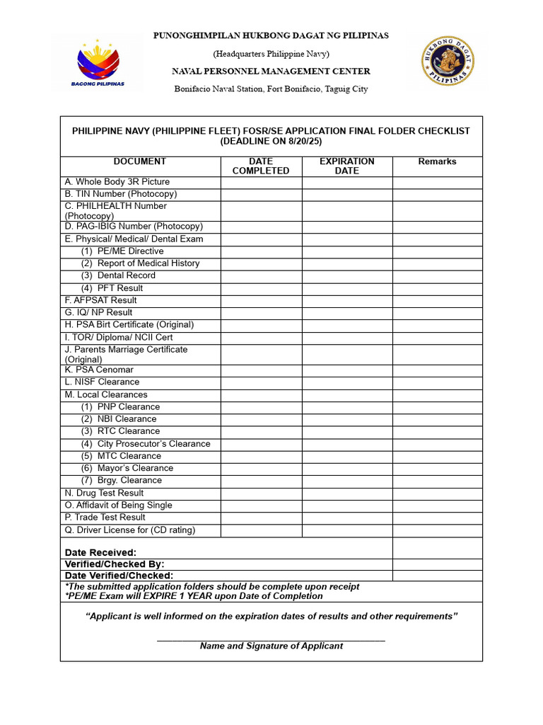 Fosr Se Application Folder Checklist_1 | PDF