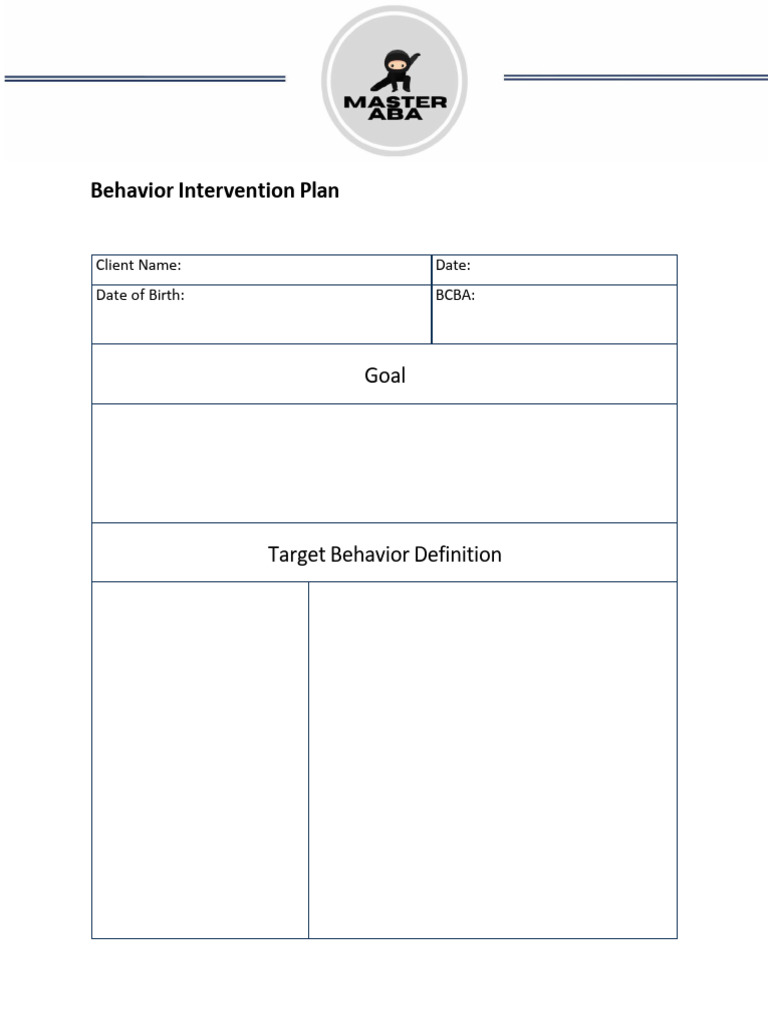 Behavior Intervention Plan Template | PDF
