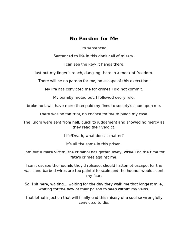 No Pardon for Me: A Declamation Piece | PDF