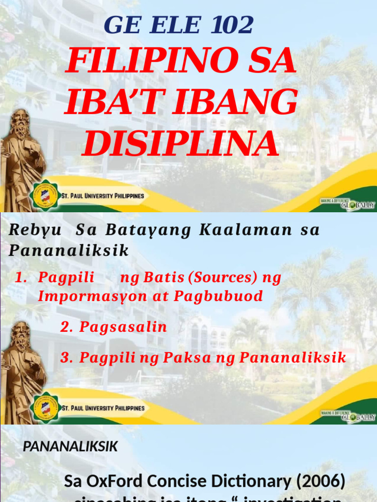 Batis, Pagbuod at Pagpili NG Paksa Sa Pananaliksik | PDF