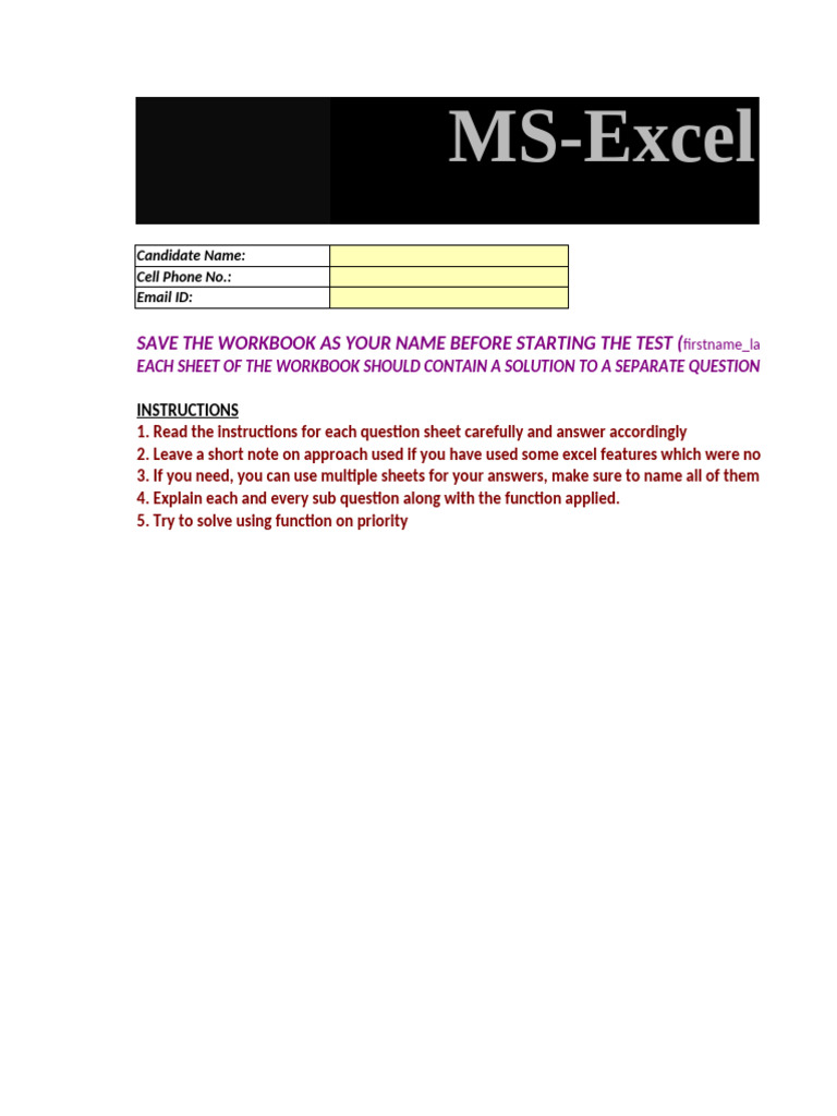 MS-Excel Skill Test - SDRS | PDF | Eurozone | The United States