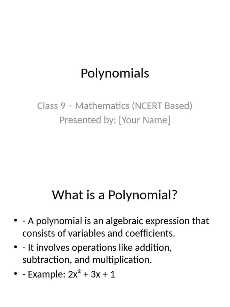 Polynomials Class9 Presentation | PDF
