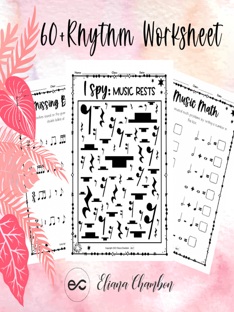 2 - 60+ Music Theory Rhythm Worksheets - Trace It, Music Math, Time ...
