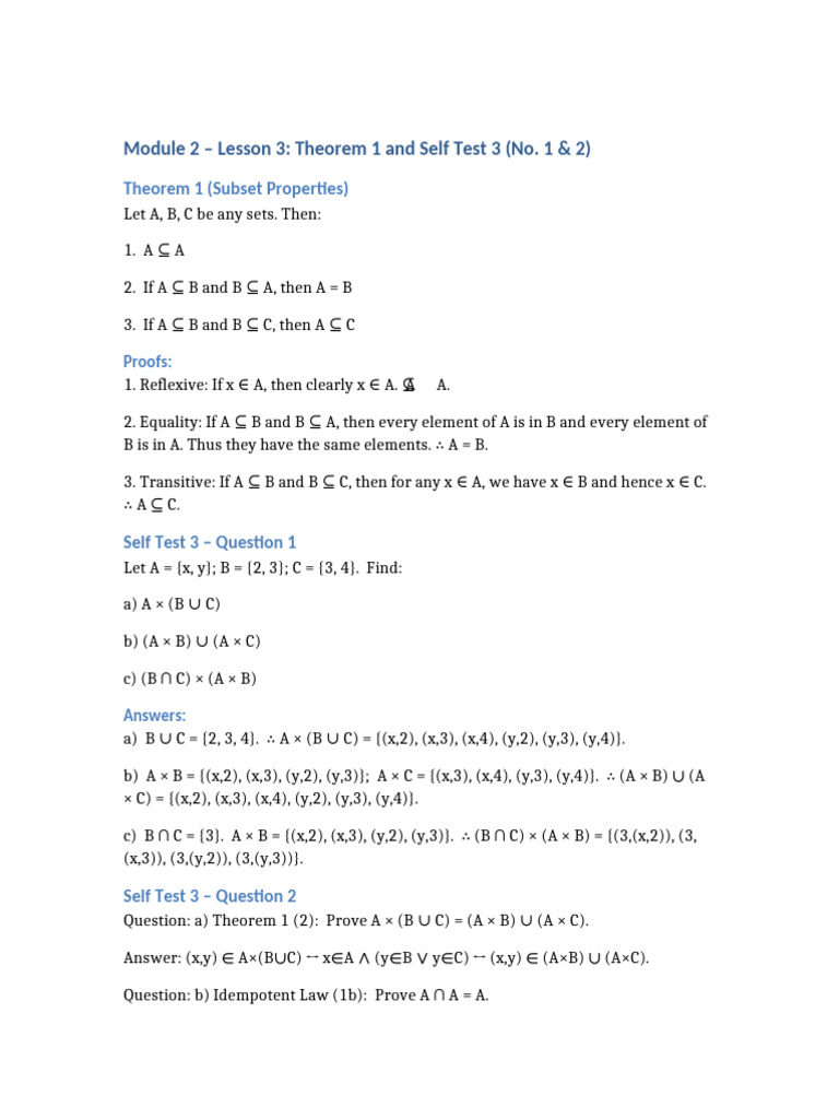 Module2 Lesson3 Theorem1 and SelfTest3 | PDF
