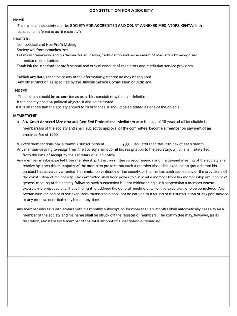 SACAM-K-Constitution For A Society | PDF | Supermajority | Constitutional Amendment
