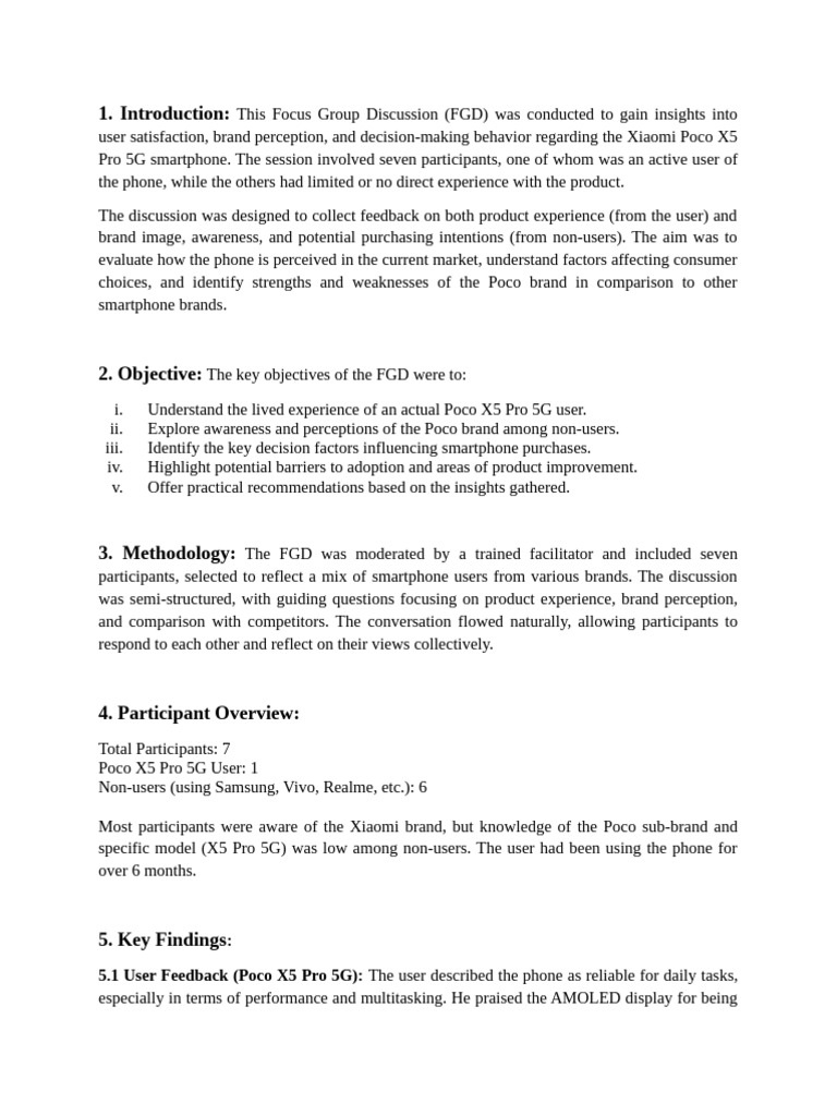 Mktg Research FGD Report | PDF | Brand | Experience