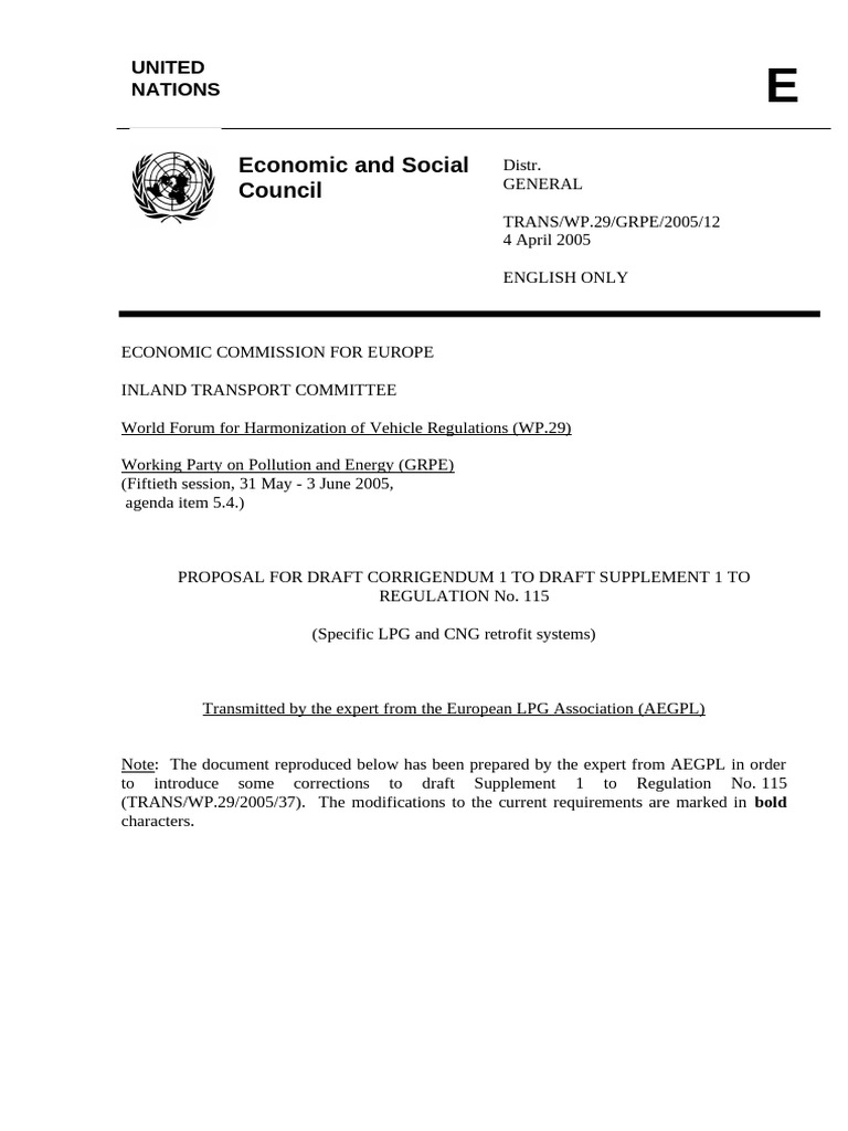 TRANS WP29 GRPE 2005 12e | PDF | Emission Standard | Exhaust Gas