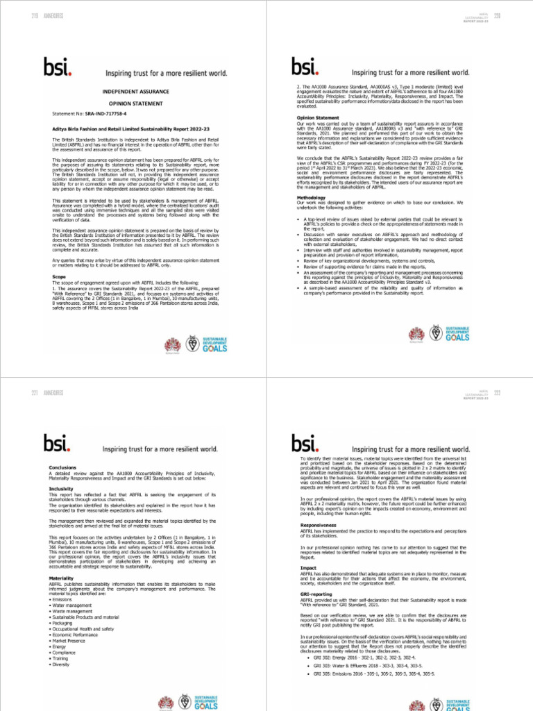 ABFRL Assurance Statement | PDF