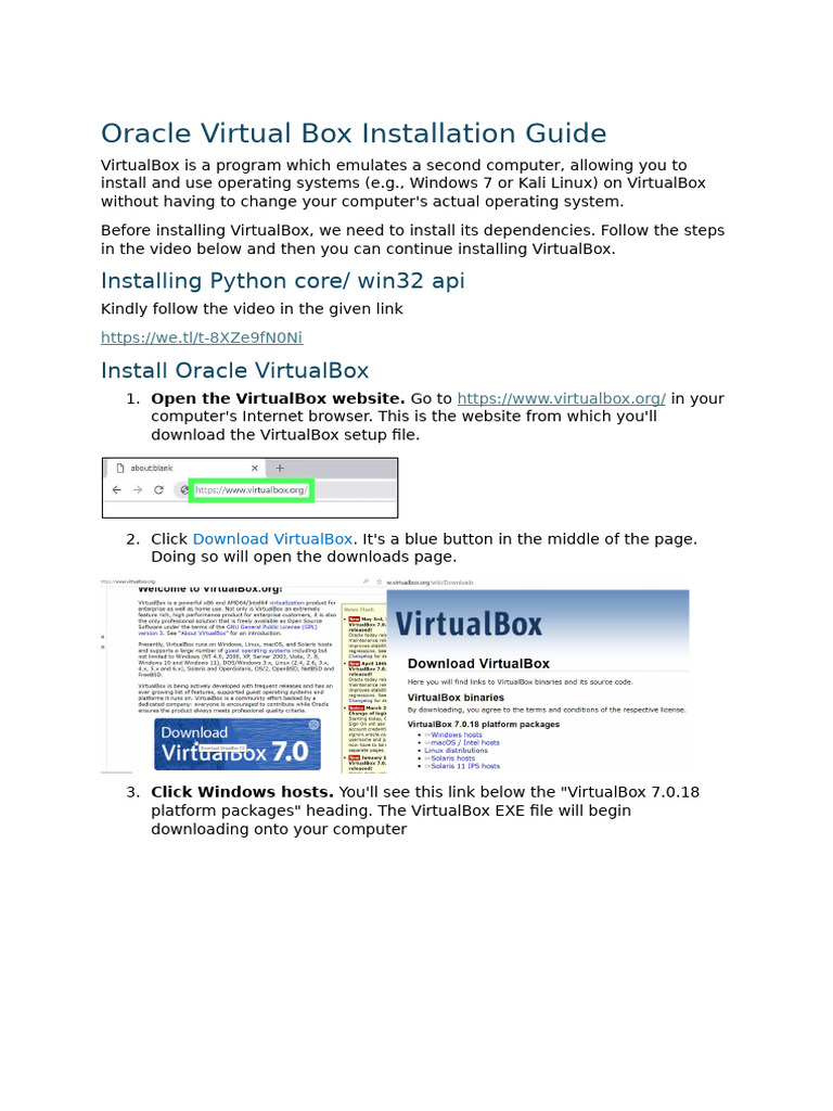 Step 1 - Virtual Box Installation | PDF