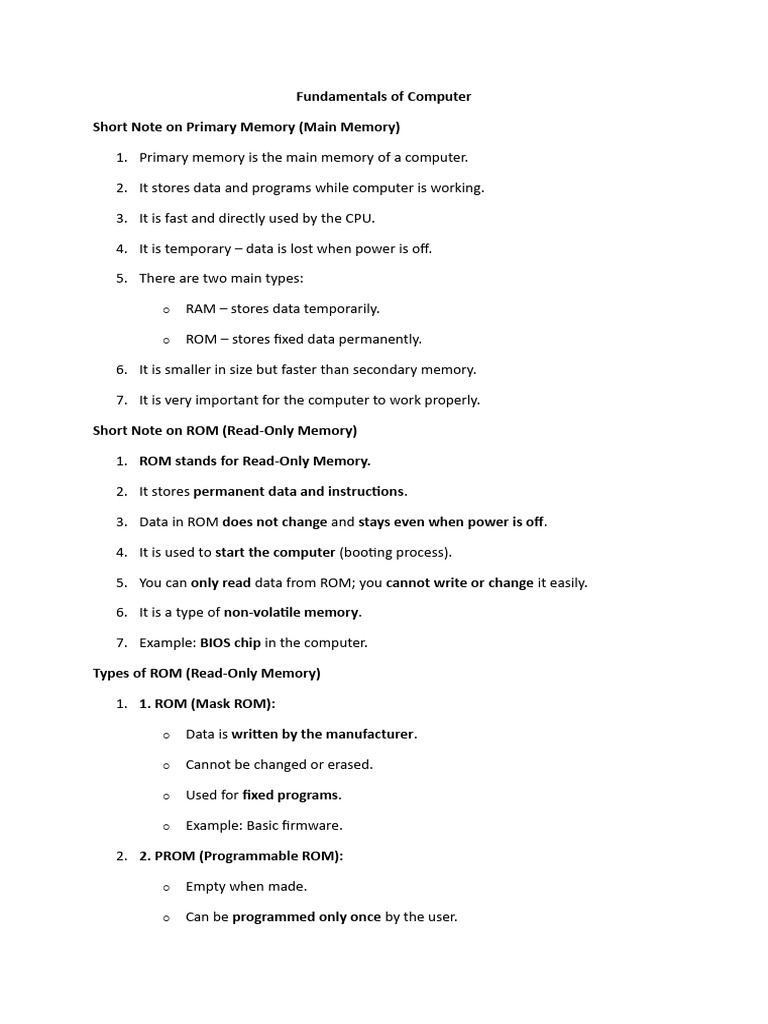 FOC Ch3 Computer Memory | PDF | Read Only Memory | Computer Data Storage