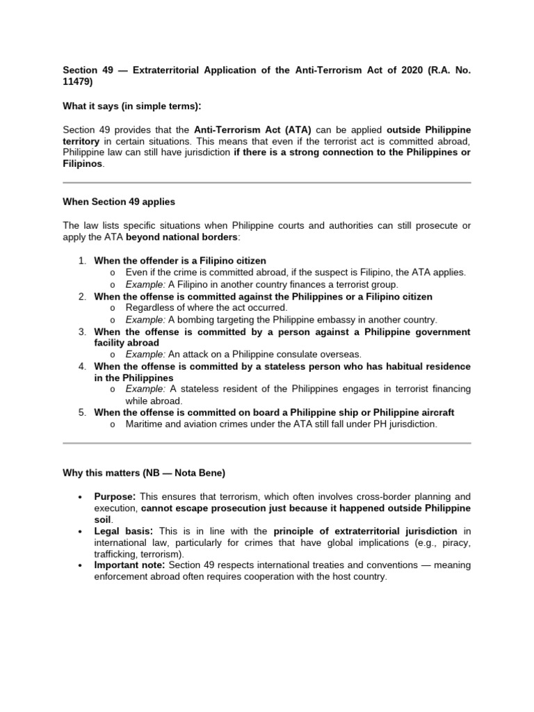 Extraterritorial Anti-Terrorism Act 2020 | PDF