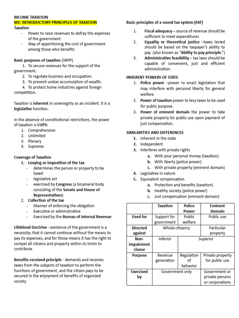 Income Tax Midterm Deptals Reviewer | PDF | Taxes | Tax Deduction