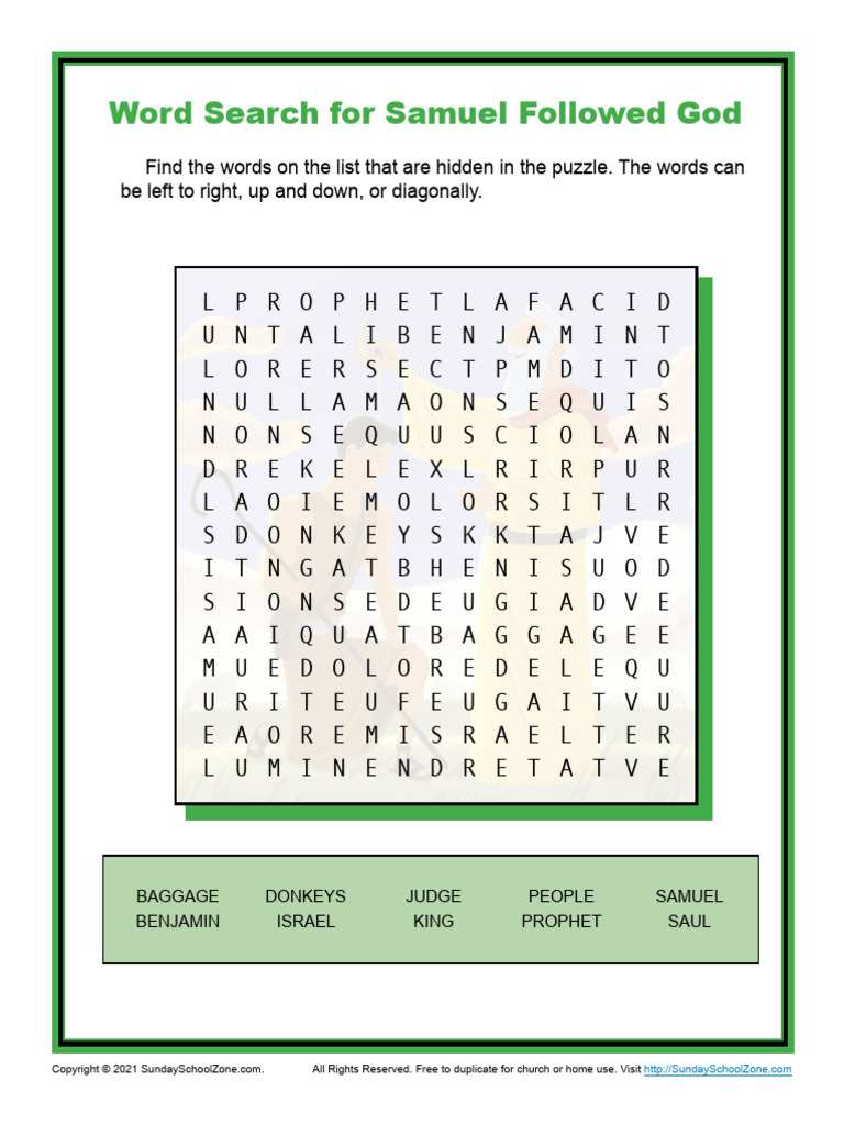 Samuel Word Search Puzzle | PDF | Word Search | Samuel