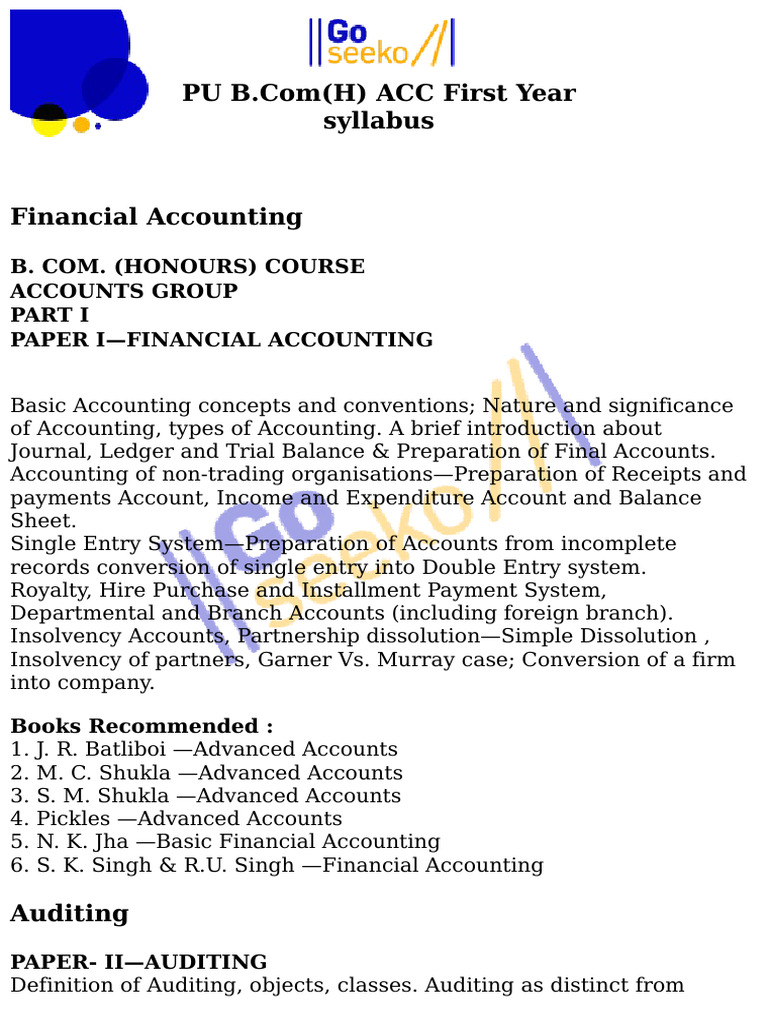 B.Com First Year Syllabus Overview | PDF | Economics | Monopoly