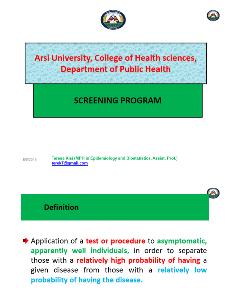 Screening Program Overview and Evaluation | PDF | Sensitivity And ...