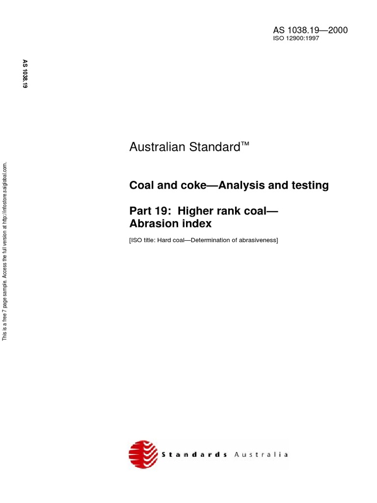 As 1038.19-2000 Coal and Coke - Analysis and Testing Higher Rank Coal ...