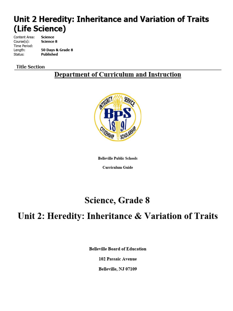 Heredity and Trait Variation in Science 8 | PDF | Genetics | Reproduction